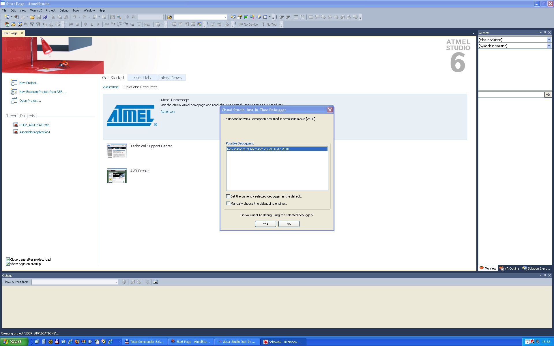 Atmel Studio 6 - Zawiesza się przy otwieraniu projektu