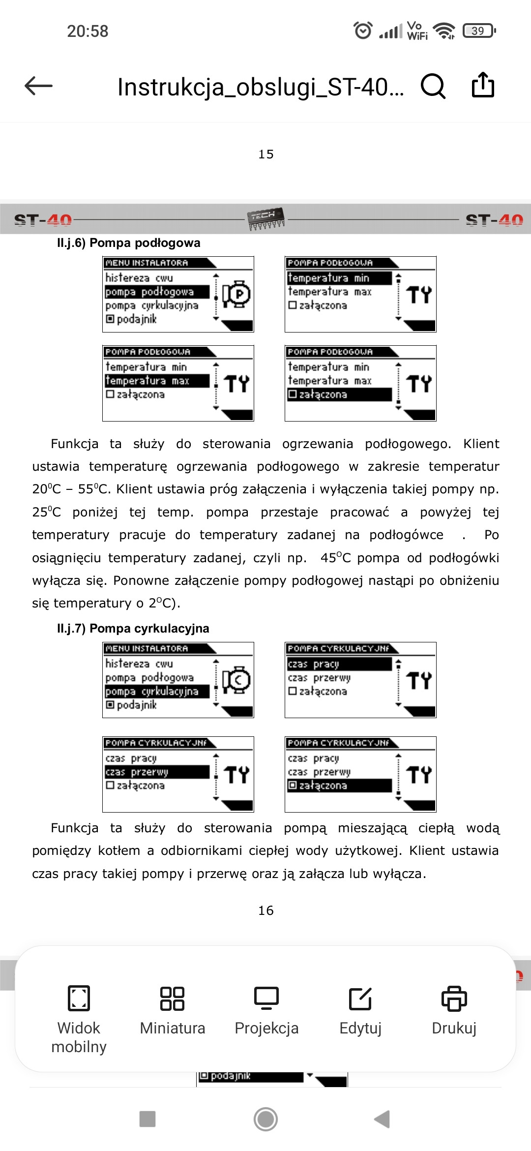[Rozwiązano] Ogrzewanie podłogowe nie załącza się pompa TECH ST40
