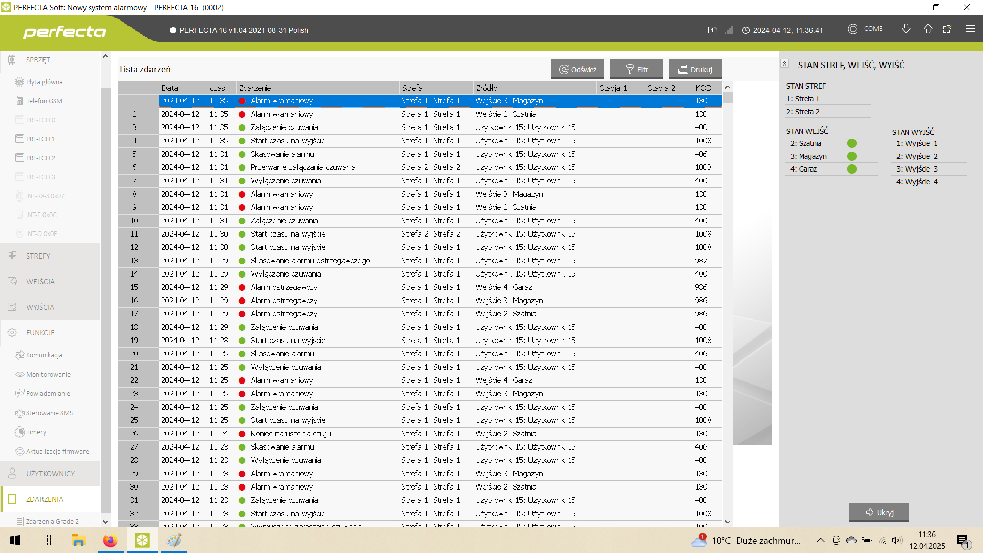 [Rozwiązano] Instalacja alarmowa Satel Perfecta - alarm po zazbrojeniu