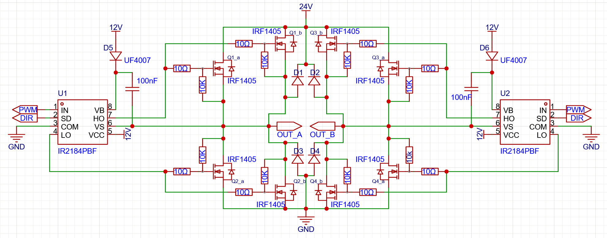 Kontroler PWM. IR2184, IRF1405. Prośba o weryfikację i wskazówki.