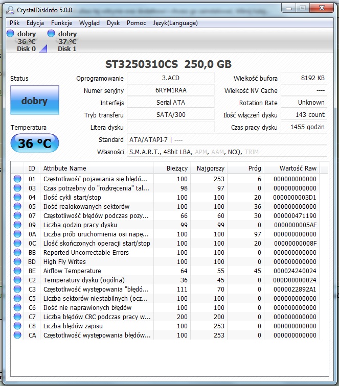 Seagate ST3250310CS - Nie da się zainicjować. Błąd We/Wy