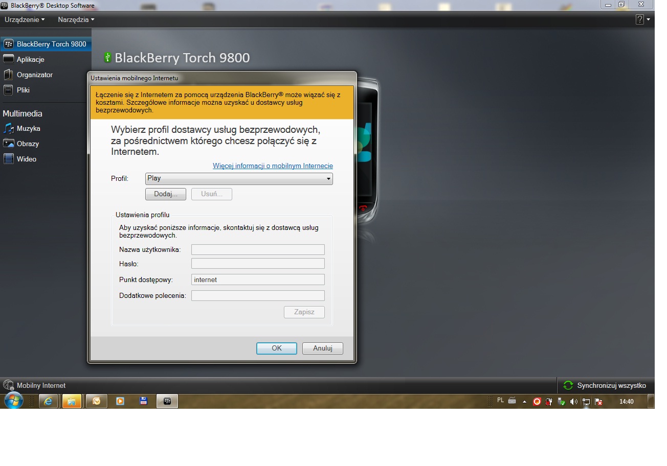 Jak udostępnić internet z Blackberry na laptopa z Windows 7 przez ...