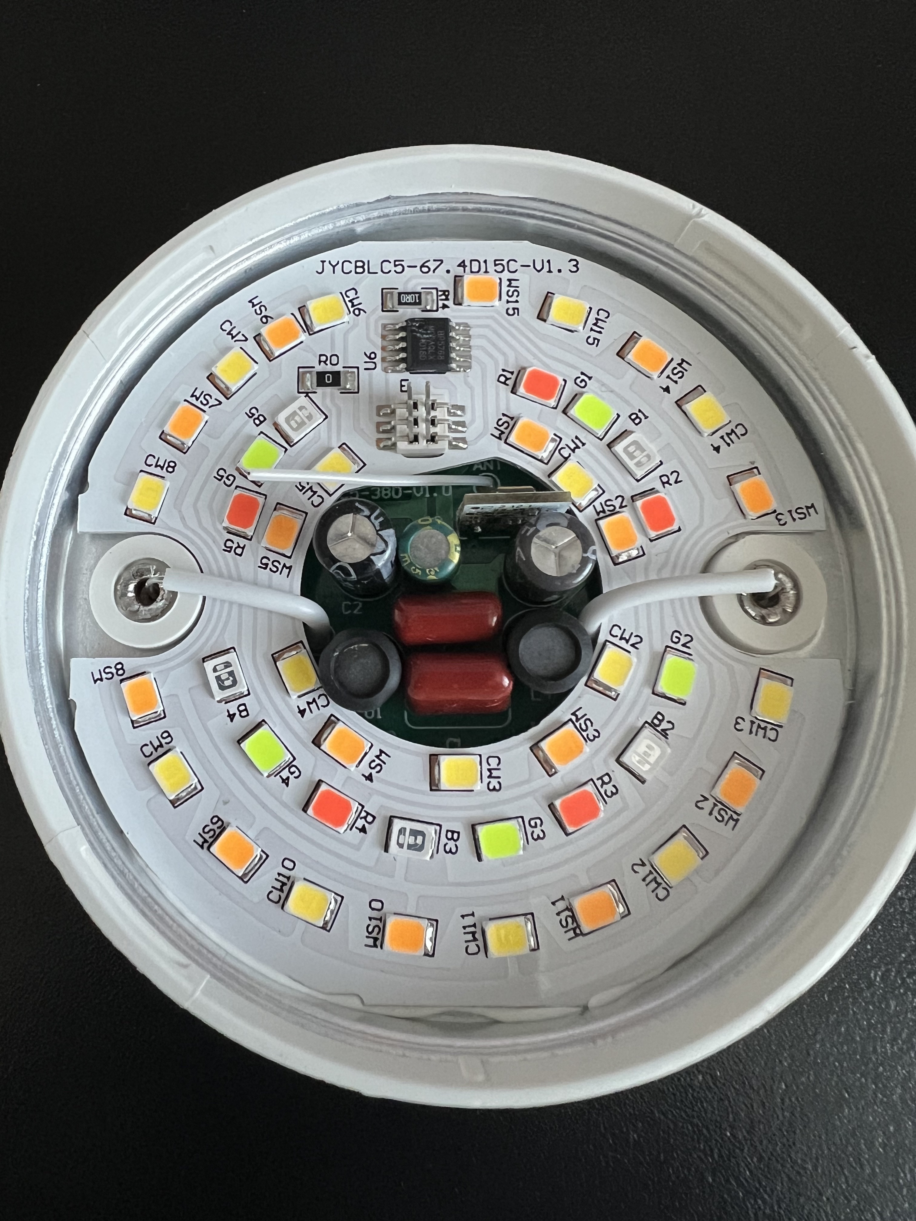Teardown and Analysis of GY GX53 Alexa 8W 600LM RGBCW Dimmable Bulb ...