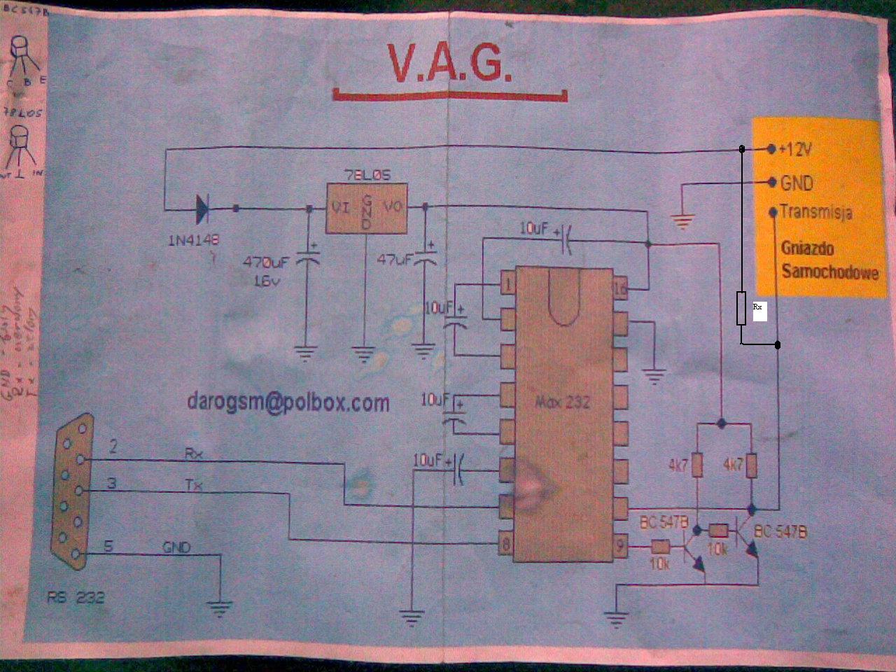 VAG-COM na MAX232 - brak 12V na wyjściu, tylko 6V lub brak napięcia