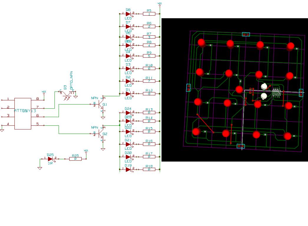 Bascom: Programowanie Attiny13 - Pulsujące diody LED na sygnał IR