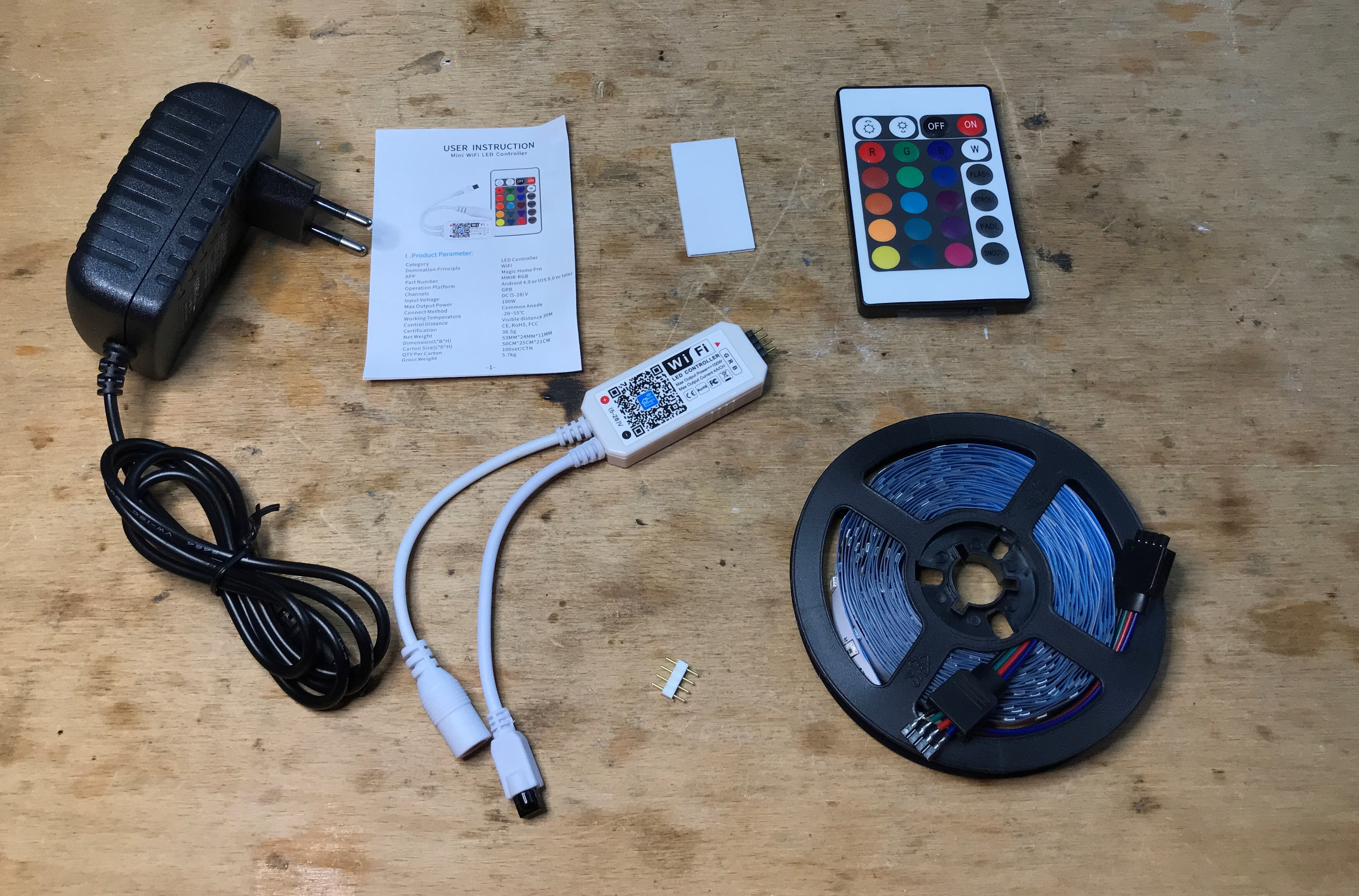 RGB LED strip with IR remote control and WiFi - MWIR-RGB Magic Home Pro