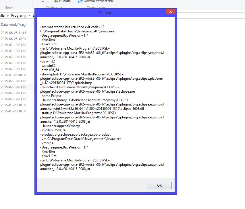 Błąd Java przy instalacji Eclipse LUNA na Windows 8.1 - jak to naprawić?
