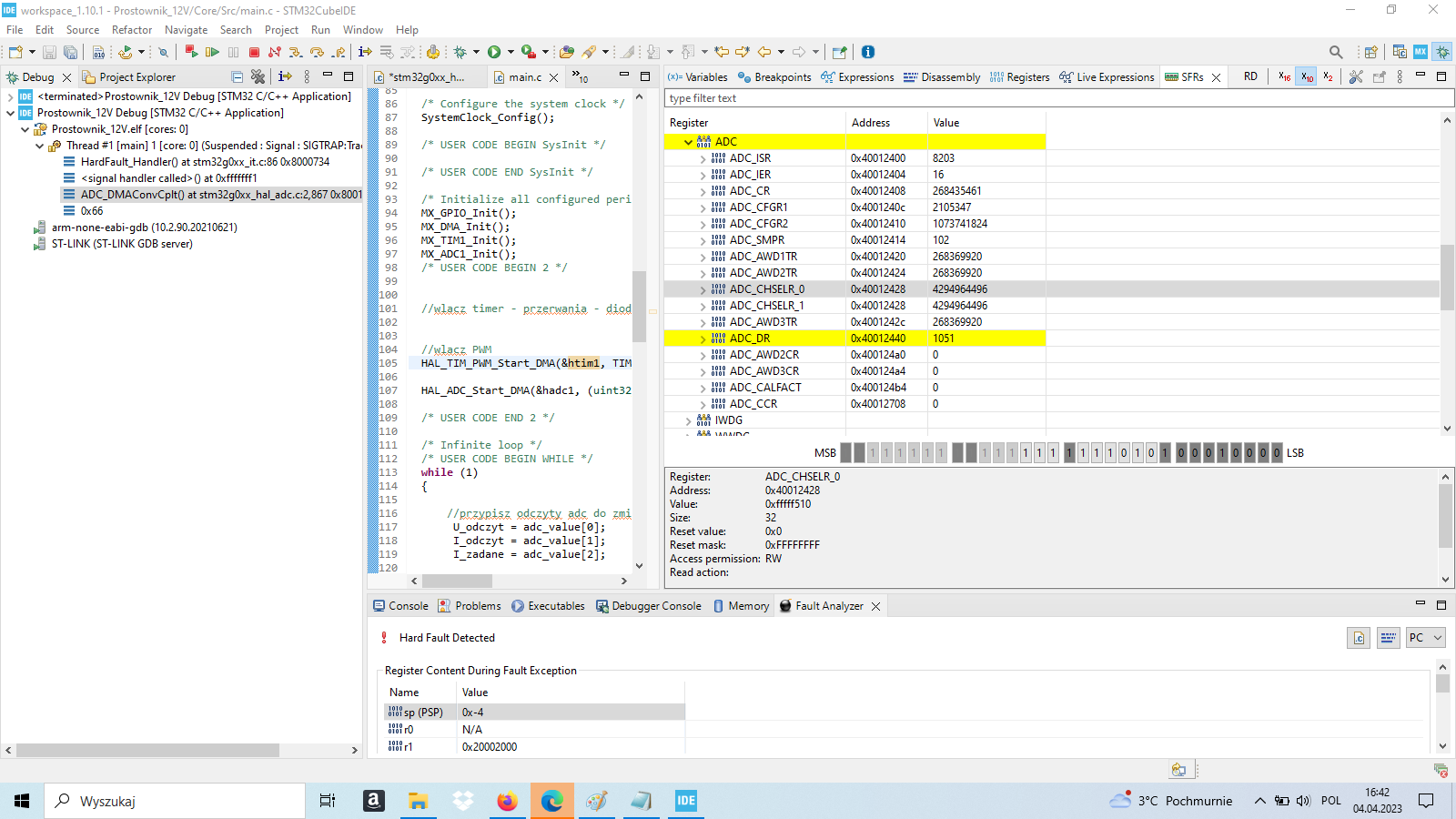 STM32G030F6P6 - projekt prostownika - problem z HardFault_Handler oraz ...