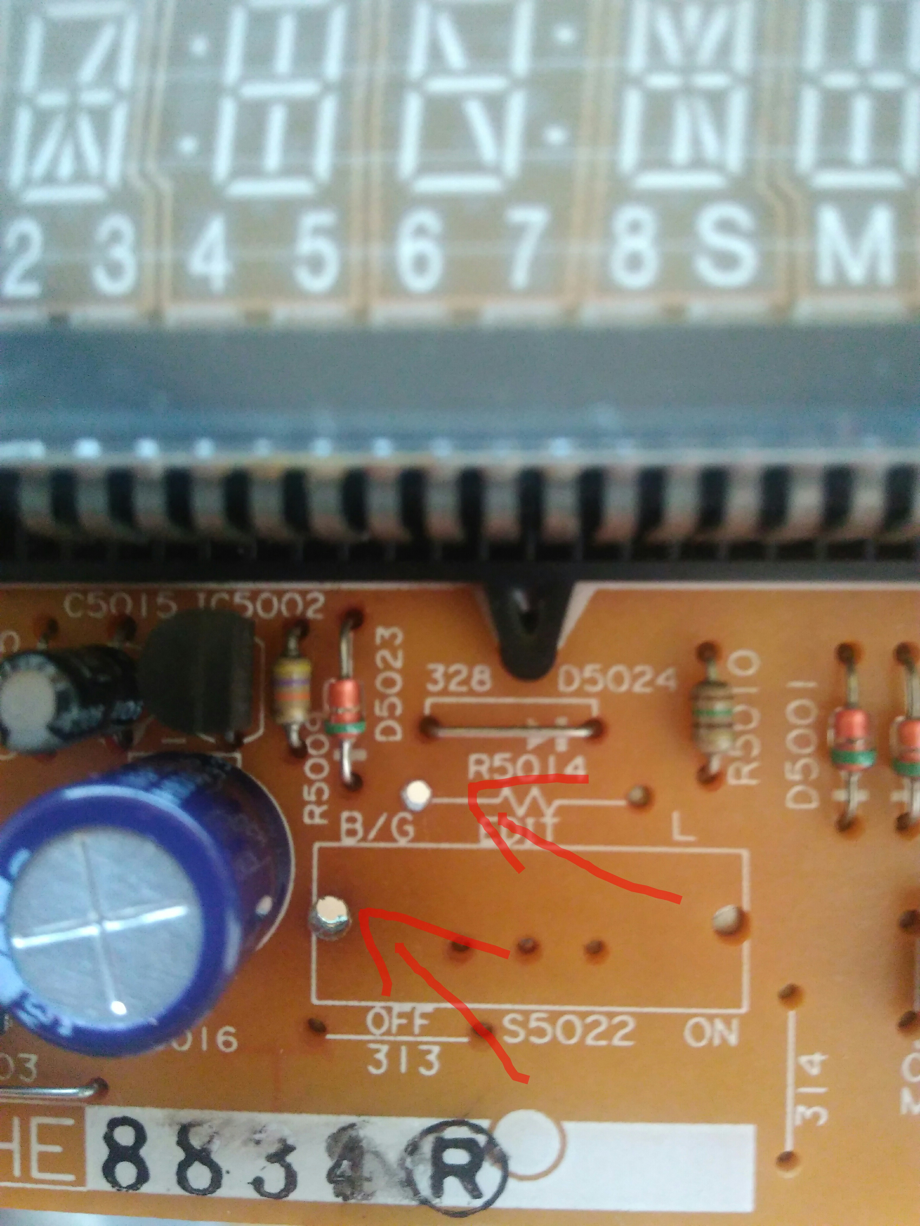 [Rozwiązano] SHARP VC-A30BP - Świecące dodatkowe segmenty wyświetlacza