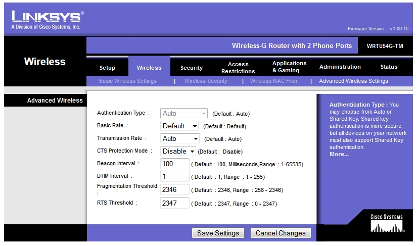 Brak połączenia Ethernet między Linksys WRTU54G a modemem ARRIS CM450B ...