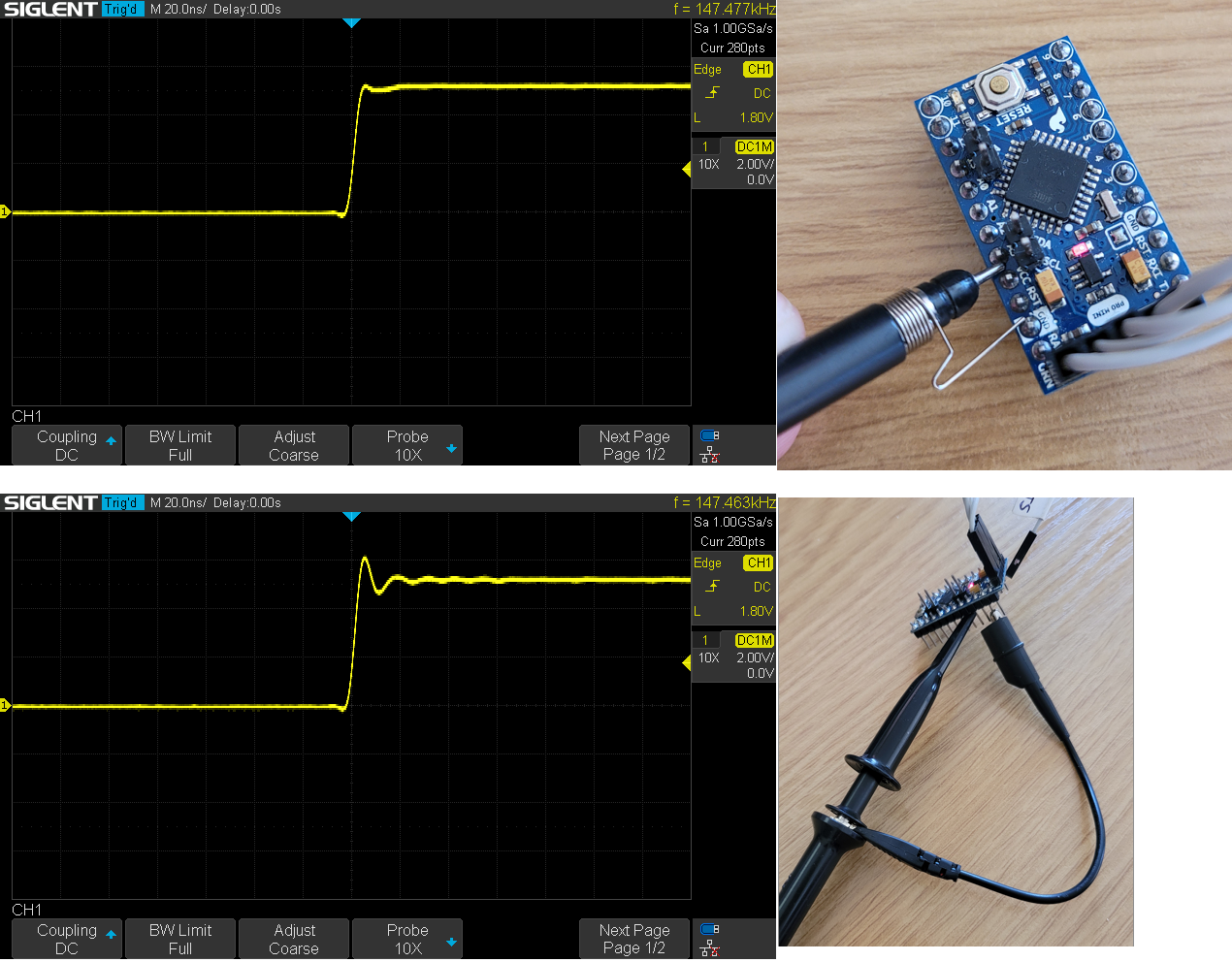 Zakłócenia przy pomiarze impulsu 300ns/3MHz z Arduino, sonda x10