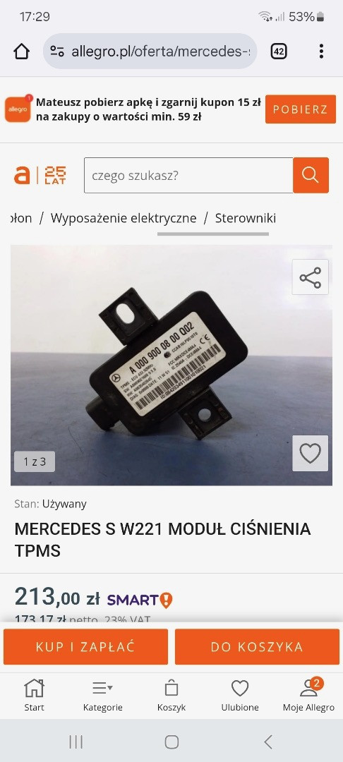 Lokalizacja modułu TPMS w Mercedes S Klasa W221 USA 2007