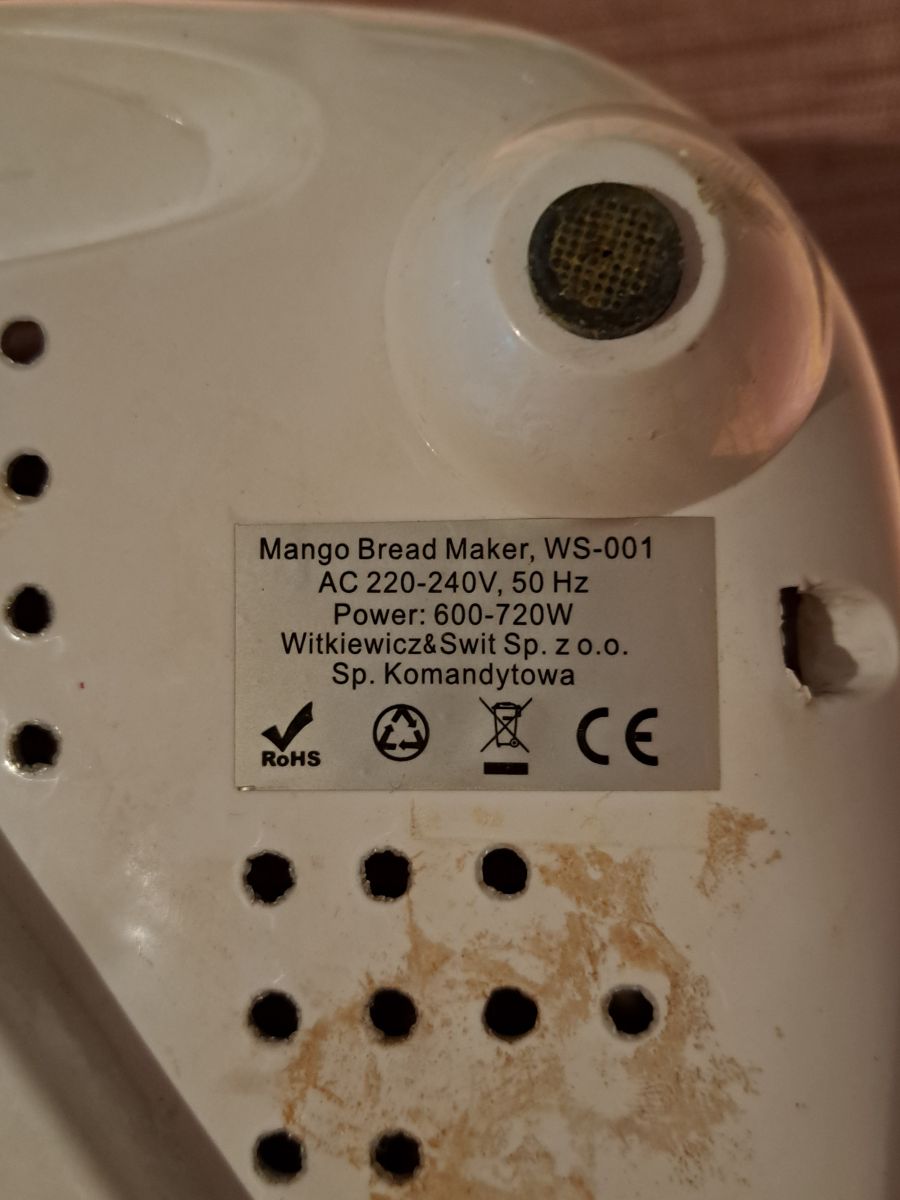 Mango Bread Maker WS-001 podłączenie kostek w wypiekacz do chleba ...