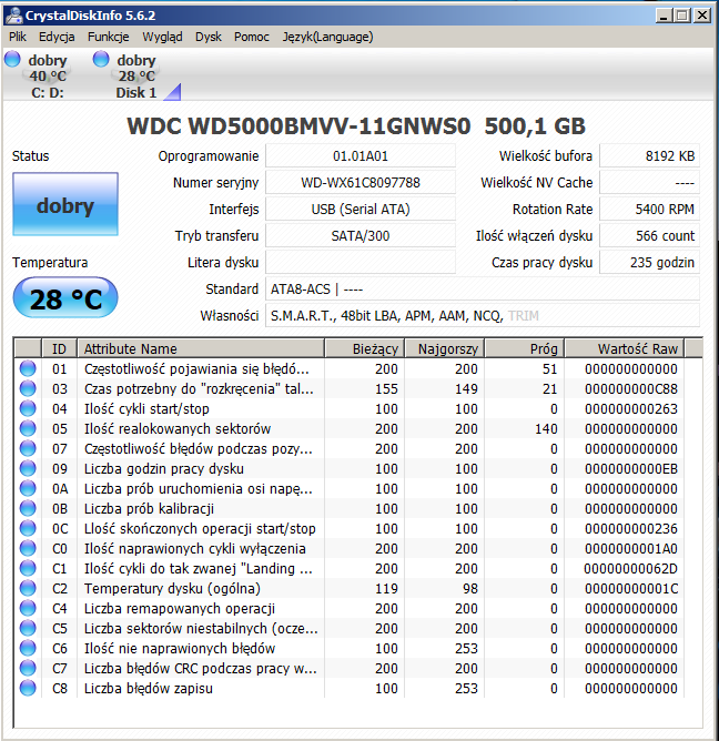 WD Elements 1023 500 GB - Dysk przenośny niewidoczny w Windowsie.