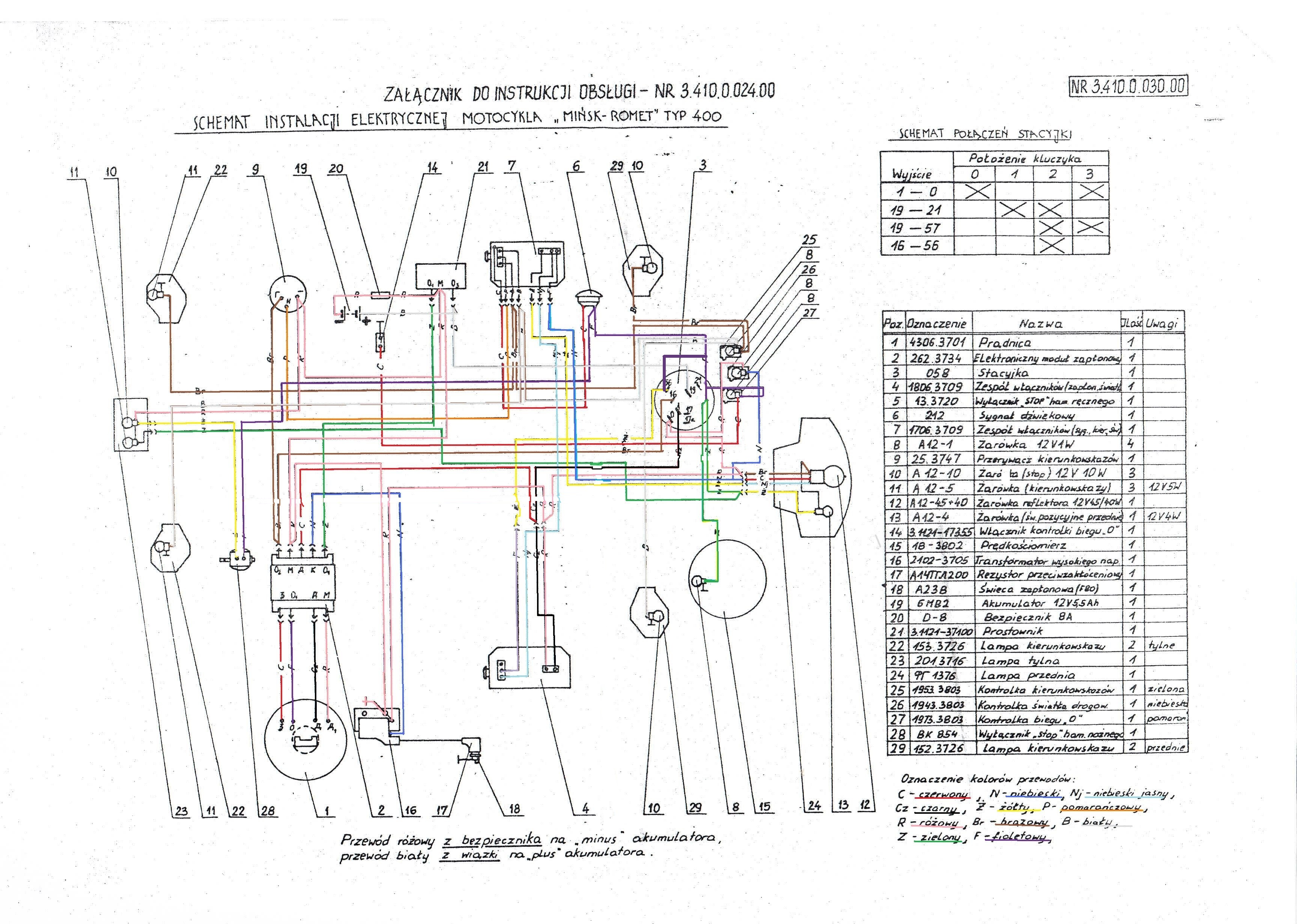 Схема мотоцикла минск 12 вольт