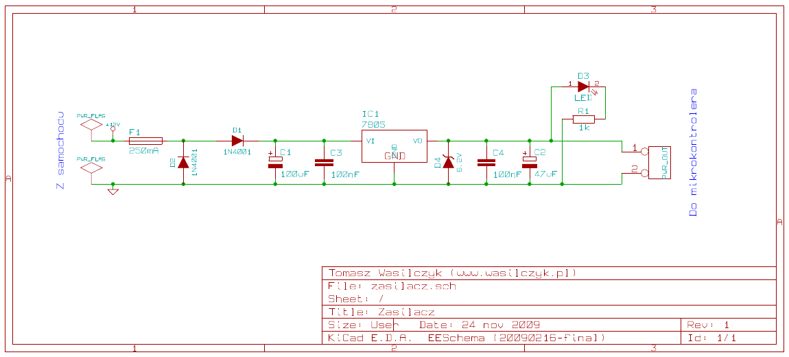 Bezpieczny zasilacz sam. 12V -> 5V. Schemat do weryfikacj