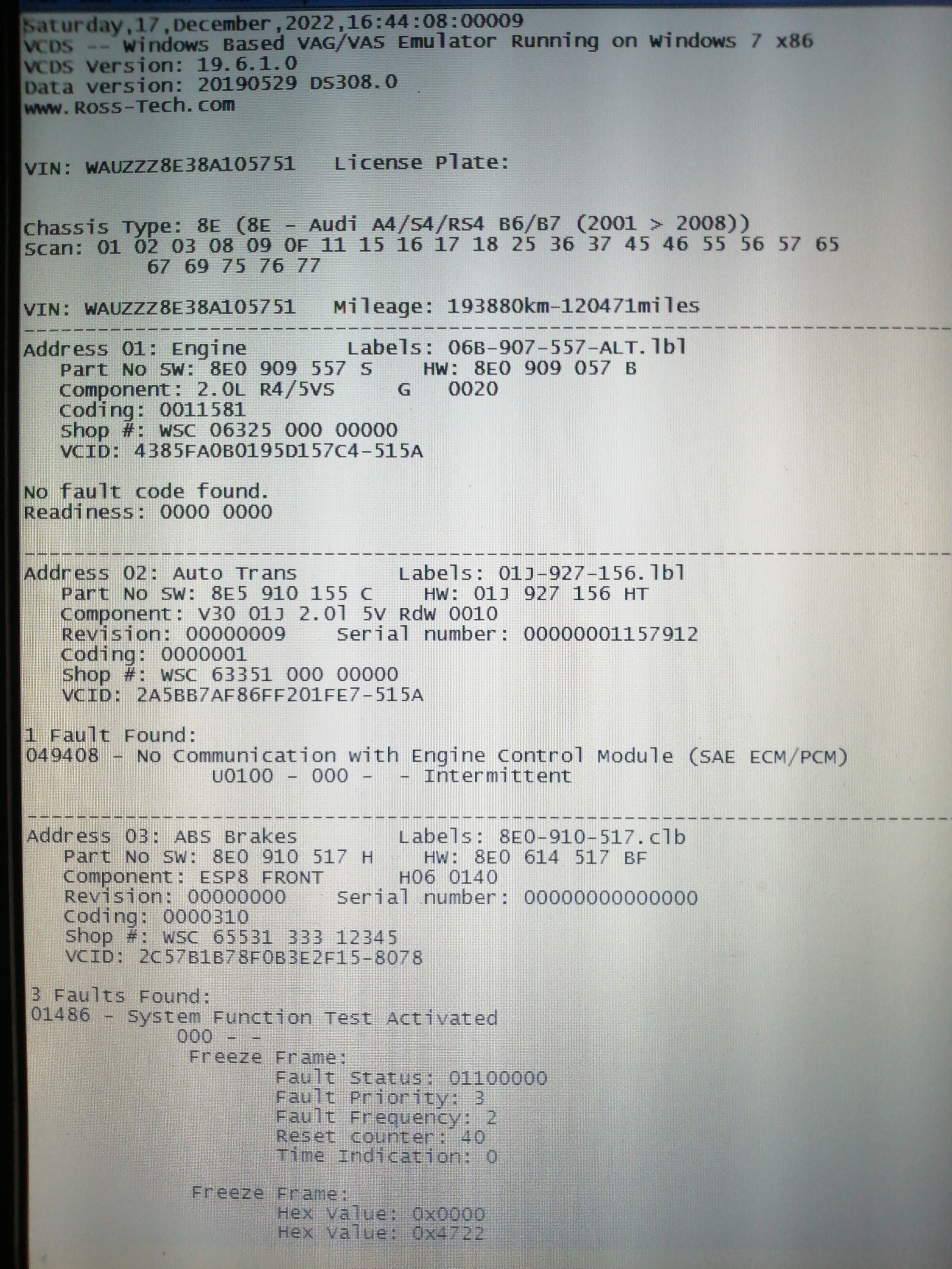 Kodowanie ABS Bosch 8.0 dla Audi A4 B7: poszukiwanie zgubionego kodu