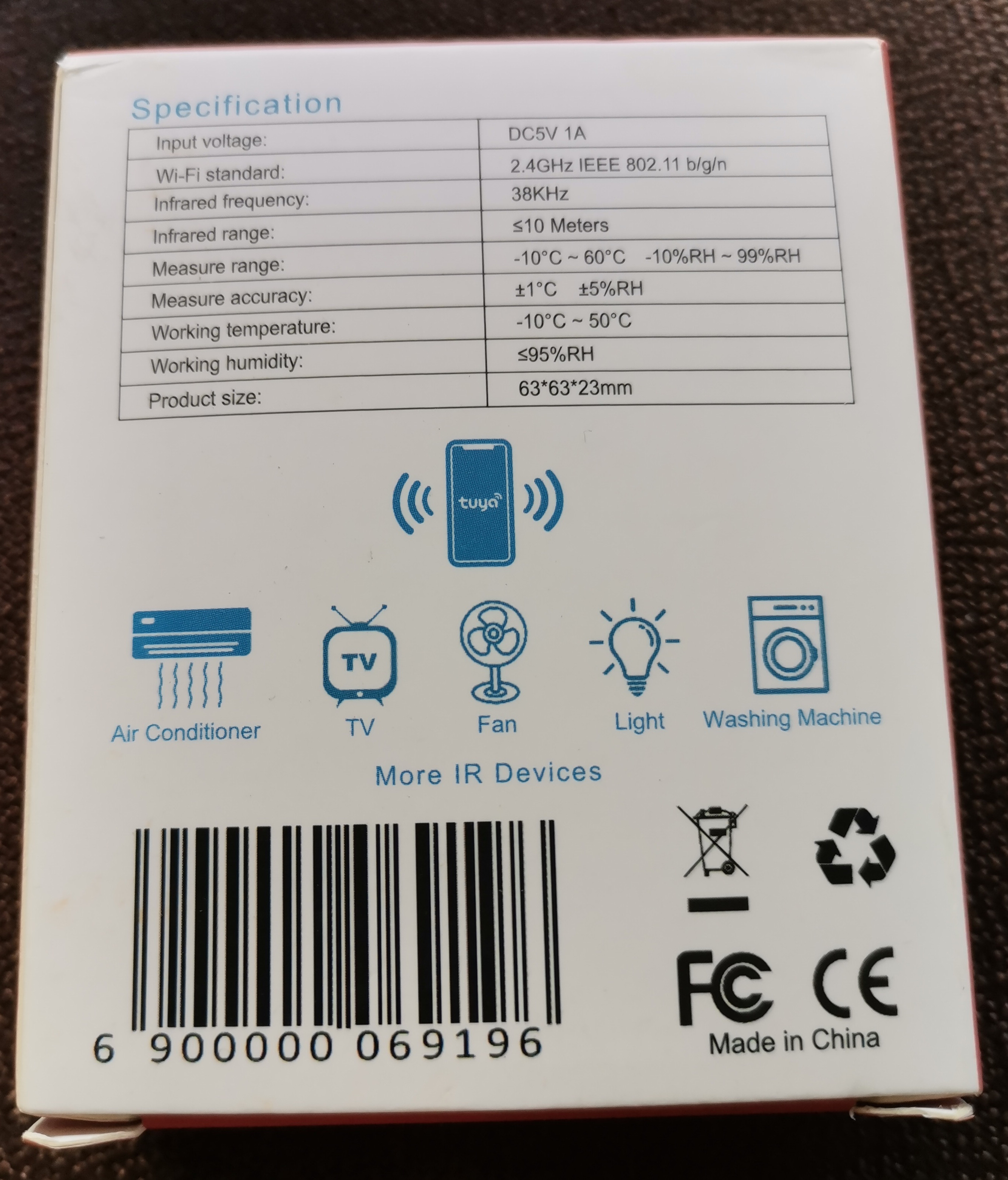 [BKN7231N CBU] Universal remote control with temperature and humidity sensor