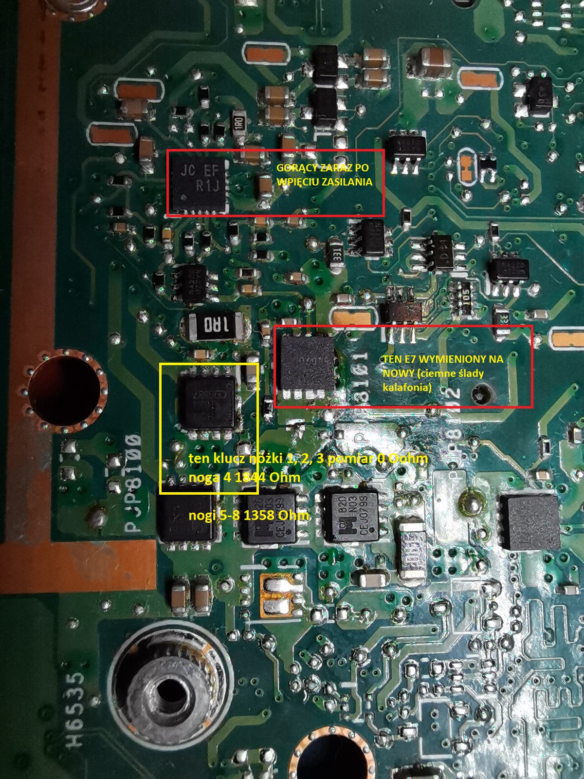 [Rozwiązano] ASUS S400CA - Płyta główna po spaleniu mosfeta E7