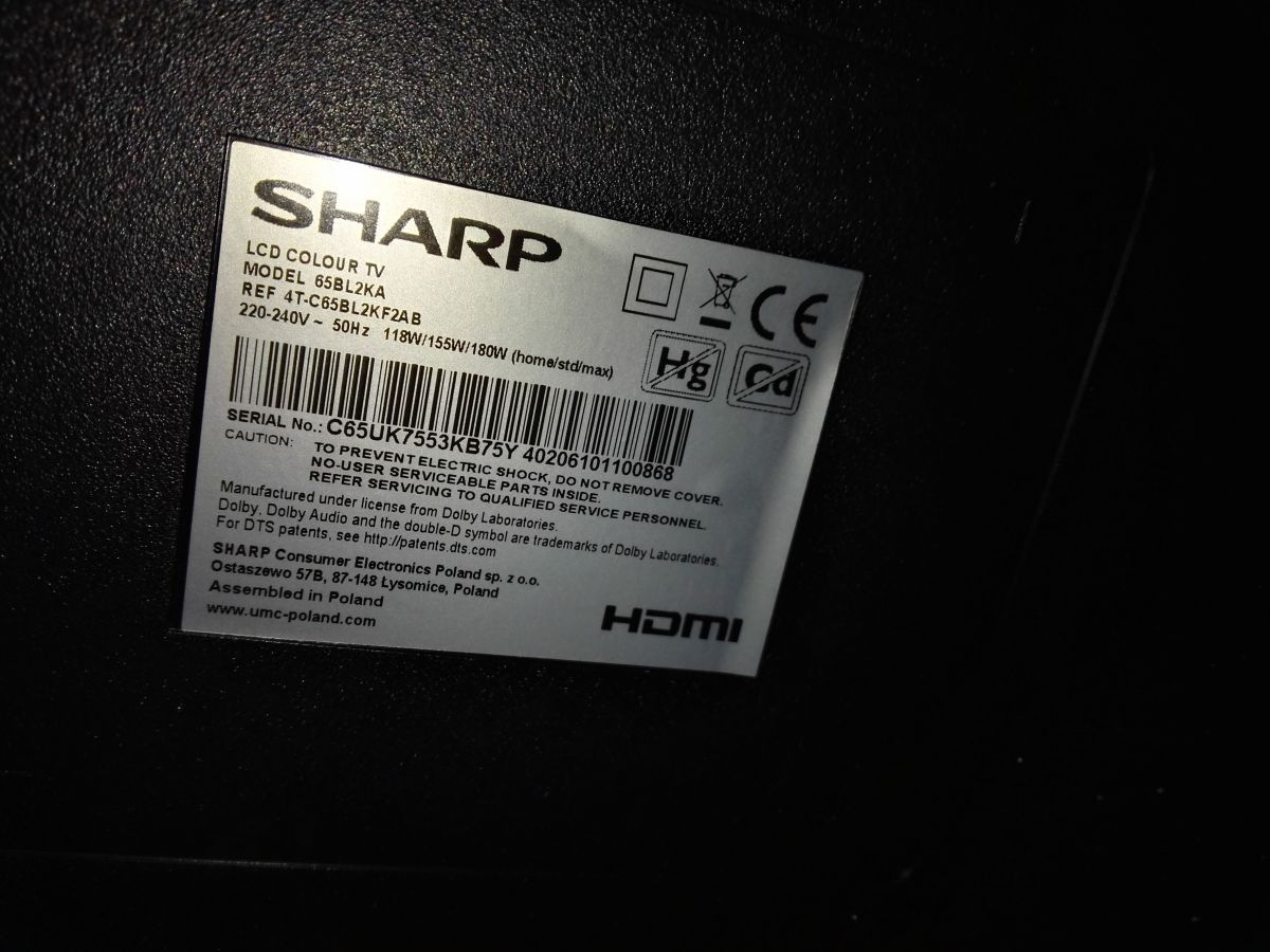 Sharp 65BL2KA - problem z włączaniem i HDMI po aktualizacji oprogramowania