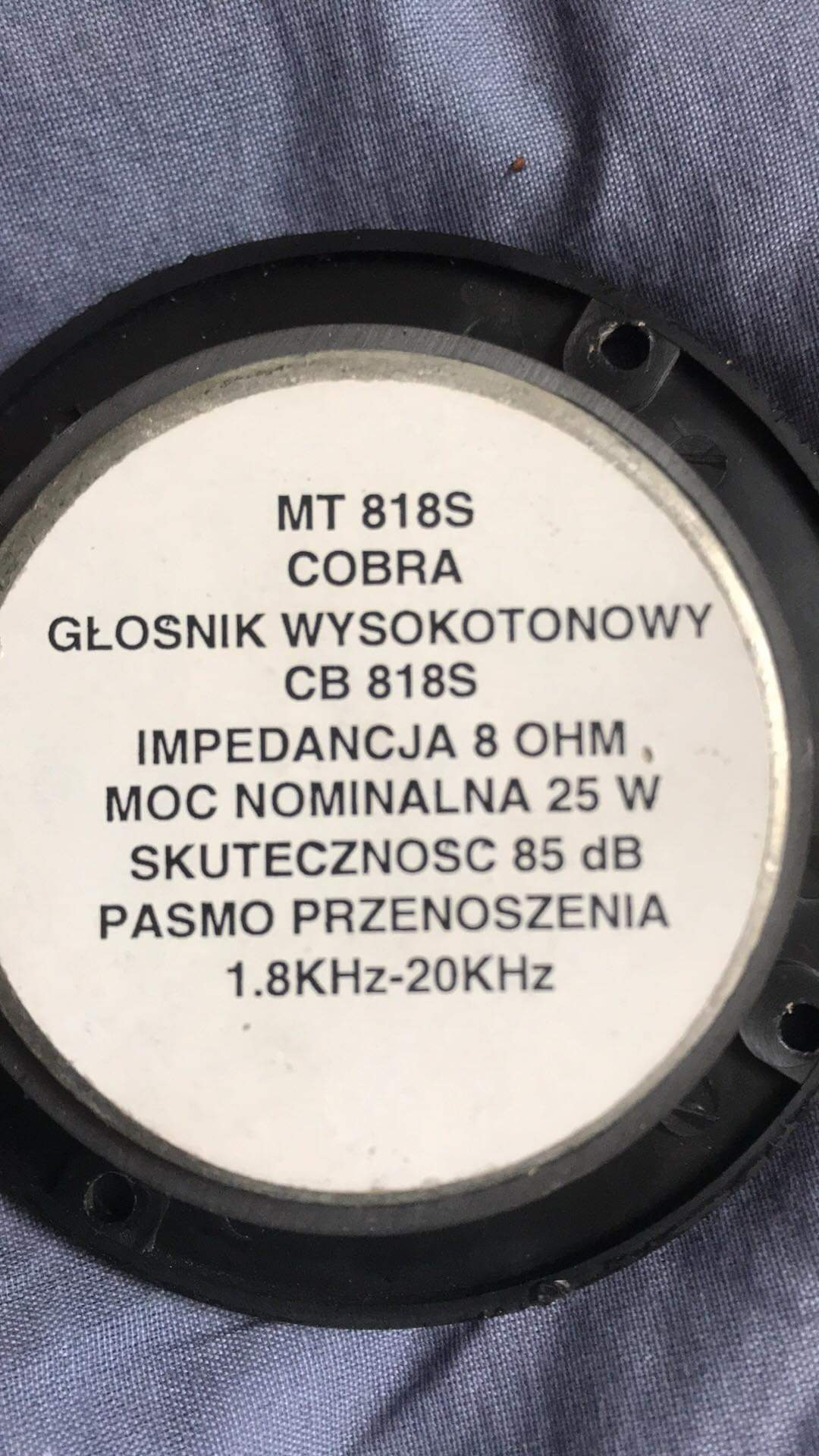 Szukam głośnika wysokotonowego Cobra MT818S lub zamiennika o podobnych ...