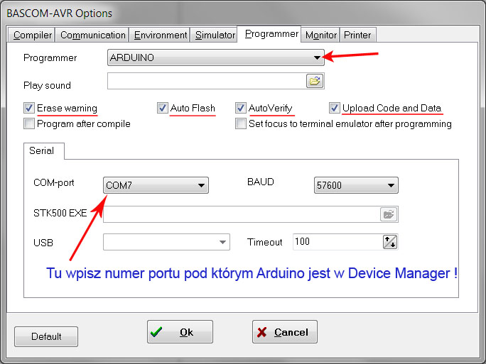 Jak wgrać program z Bascom AVR na Arduino UNO R3 przez Arduino IDE?
