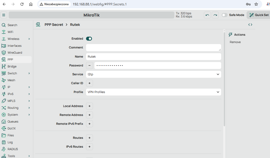 Jak skonfigurować VPN między dwoma routerami Mikrotik wAP LTE Lite?