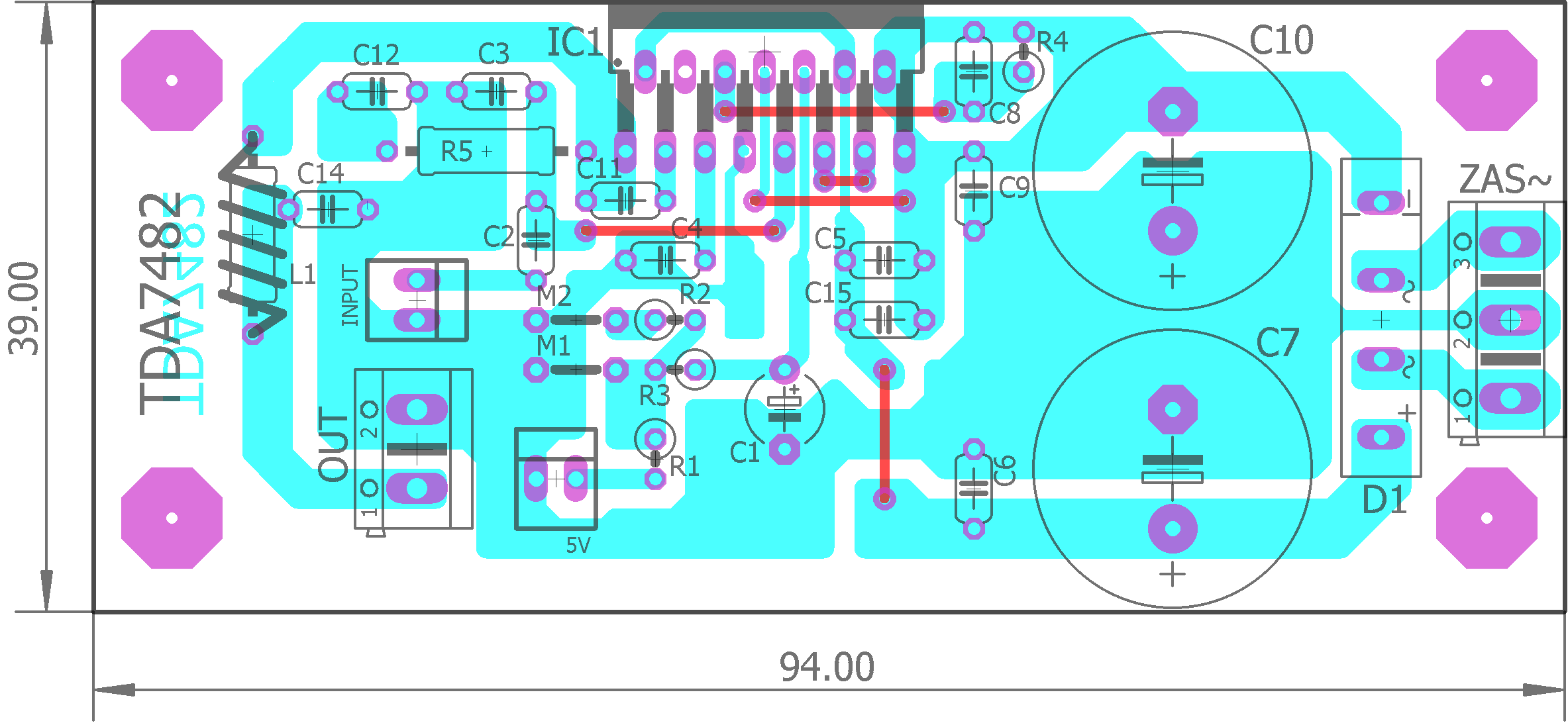Przerysowanie wzoru ścieżek TDA7482 na PCB - czy wystarczy pisak? - 2