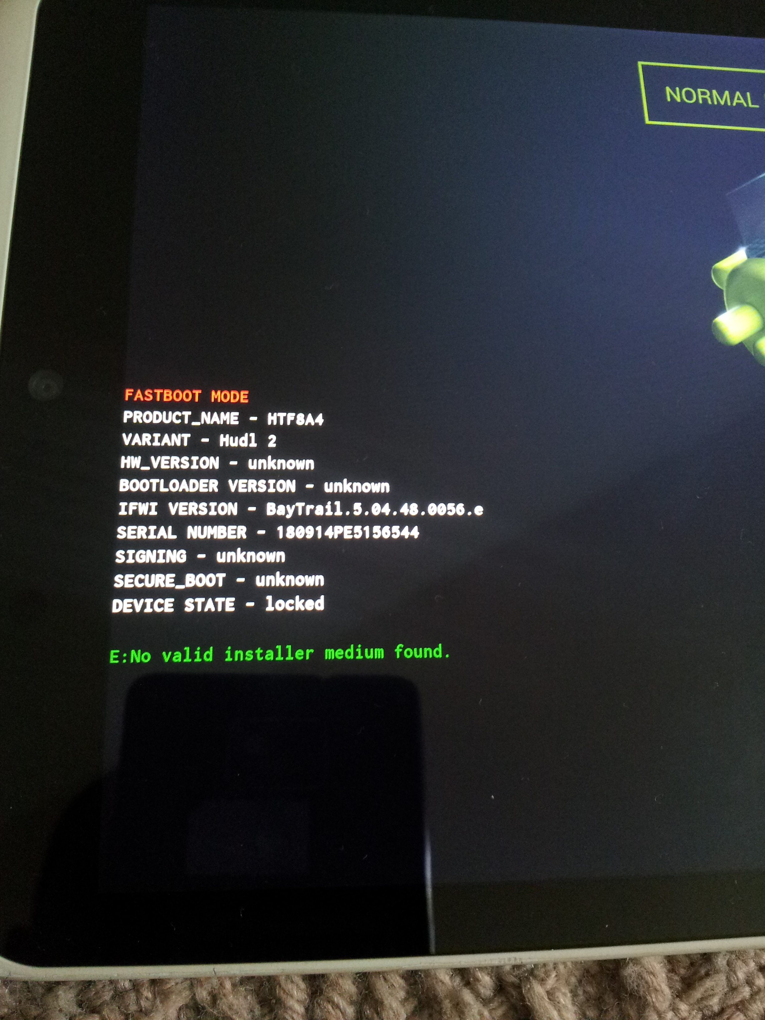 Tablet Hudl 2 HTFA4W - restartuje się podczas ładowania systemu, jak ...