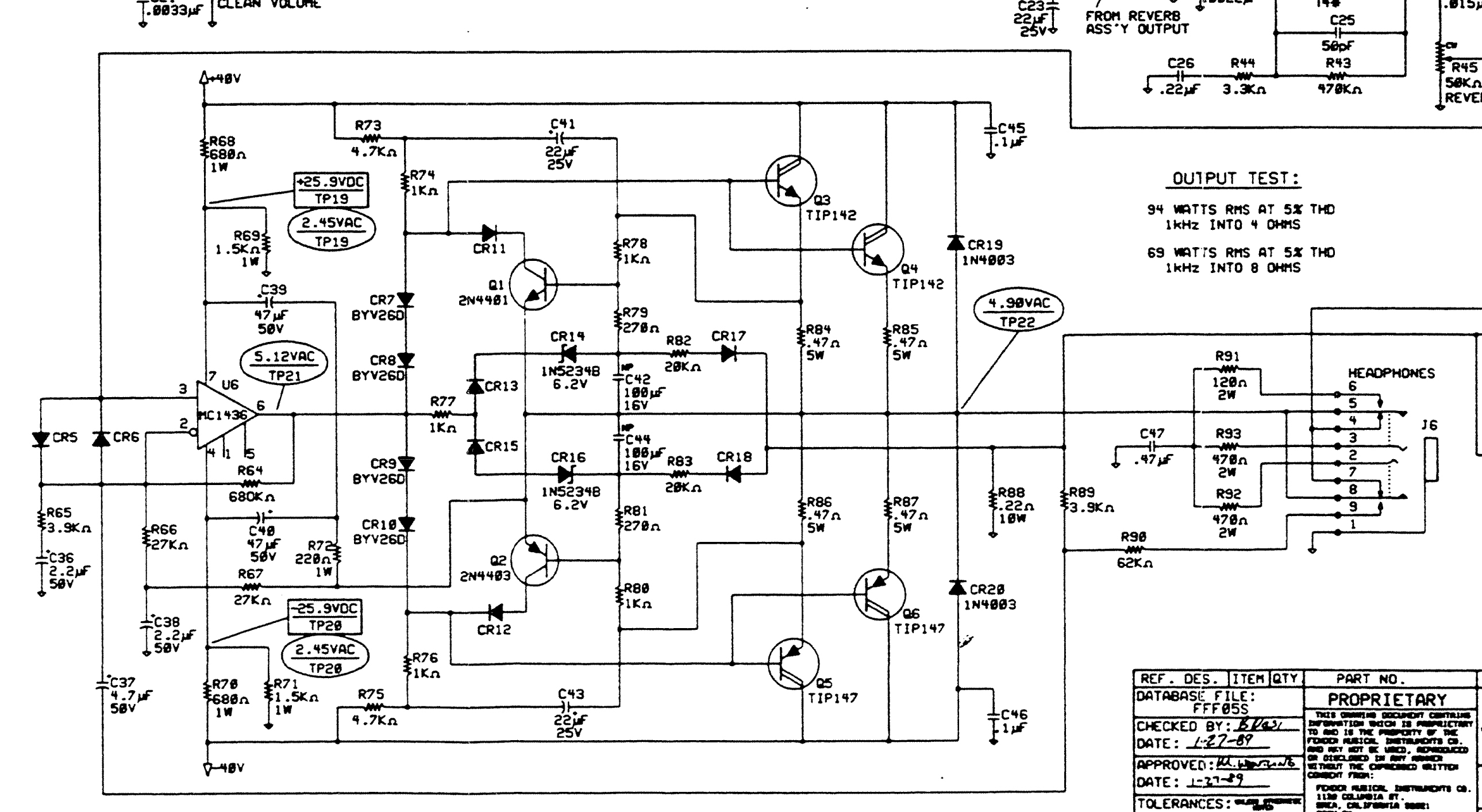 Combo Fender M80 - grzeją się tranzystory po wymianie, jak wyregulować?