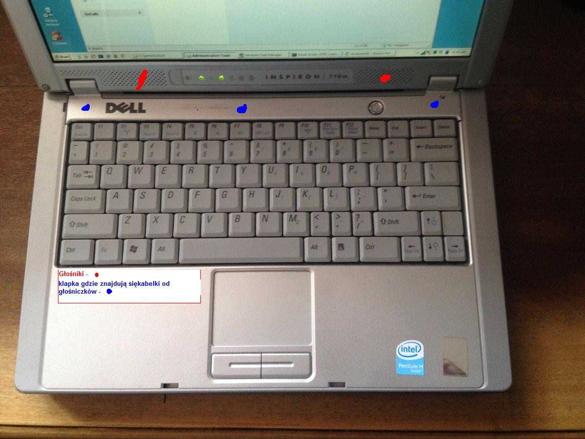 Dell Inspiron 710m - głośniki pod ekranem LCD nie działają, jack działa