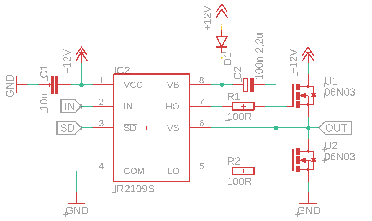 IR2104 nie steruje wyjściami HO/LO - diagnoza układu