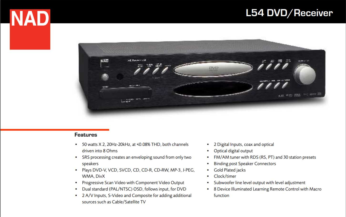 [Sprzedam] NAD L54 - Amplituner Wzmacniacz z Odtwarzaczem DVD, Stan Idealny