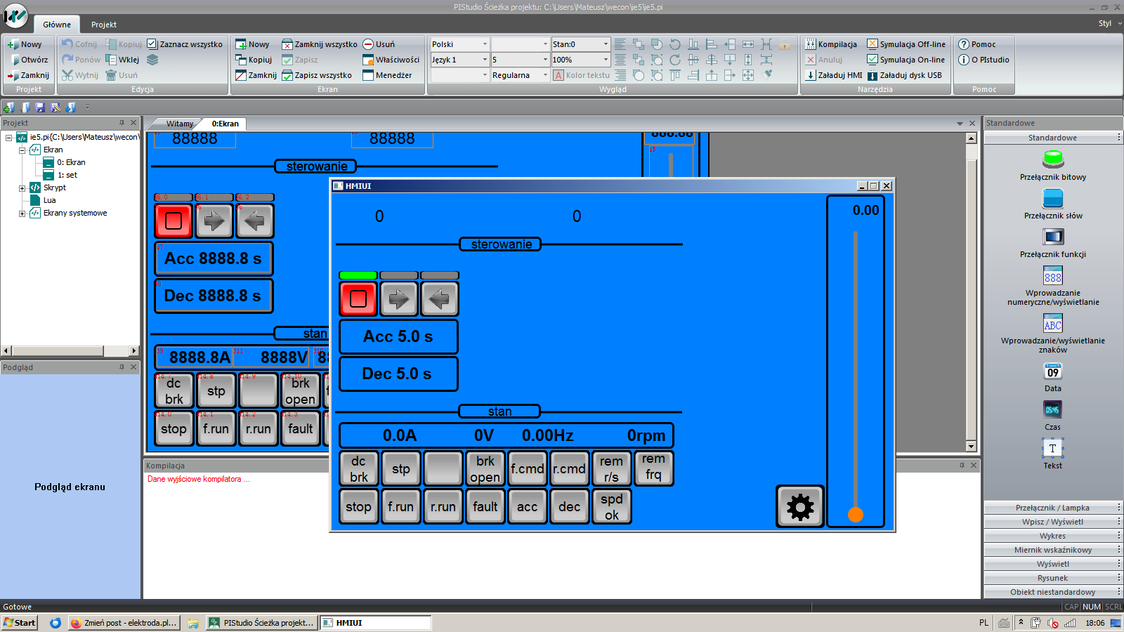Ustawianie częstotliwości i sterowanie silnikiem krokowym.