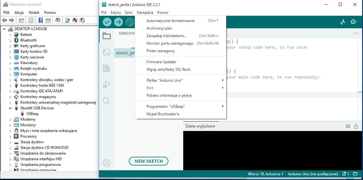 Brak opcji Porty COM i LPT w Menadżerze Urządzeń w Arduino IDE