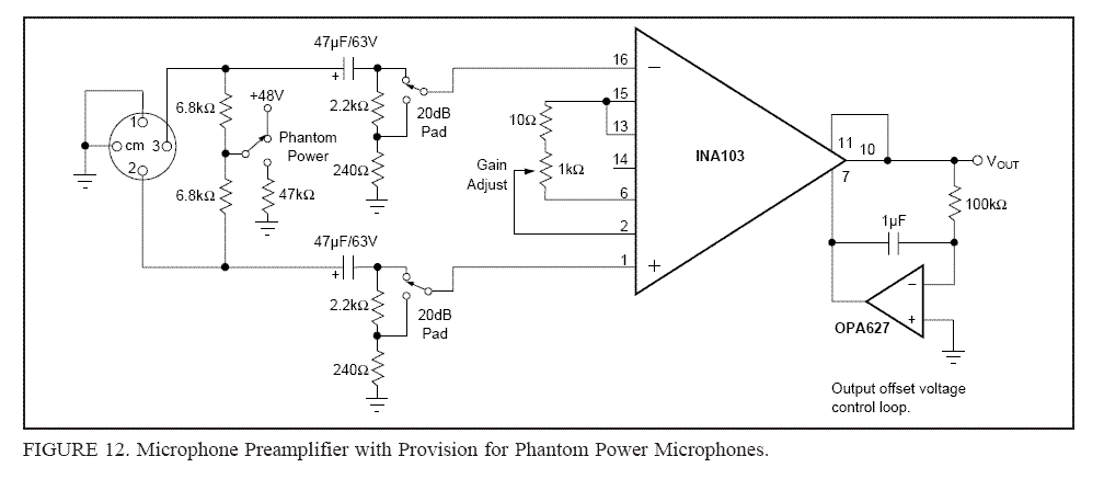 Czy uproszczony schemat przedwzmacniacza na INA103 będzie działał ...