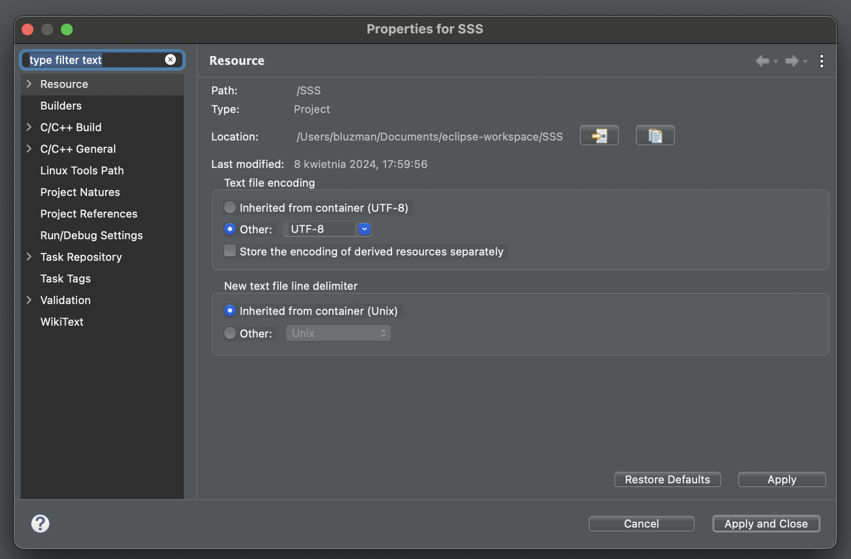 Konfiguracja Eclipse z AVR Plugin na macOS 14 nie wyświetla zakładki AVR