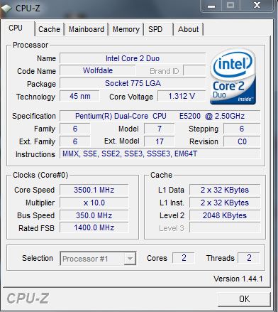 Intel E5200 - E5200 , GA-P35, DDR2 1066 - brak stabilności