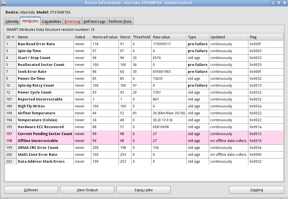 Seagate ST3160815A - Uszkodzony system plików oraz MFT.