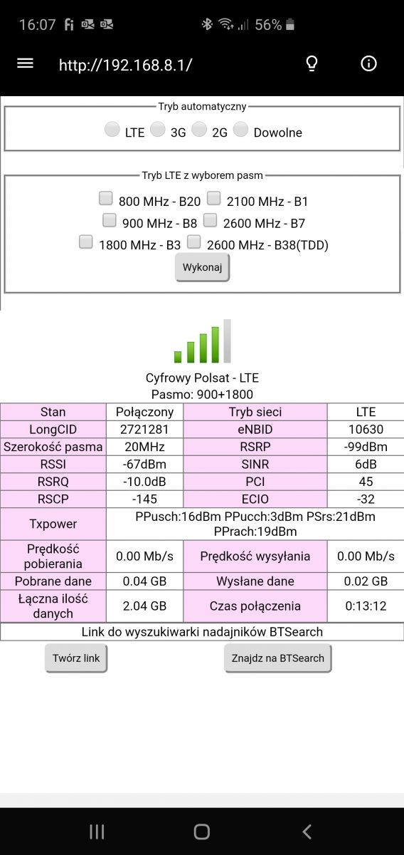 Jak poprawić prędkość internetu LTE w B535-232 przy BTS Aero2?