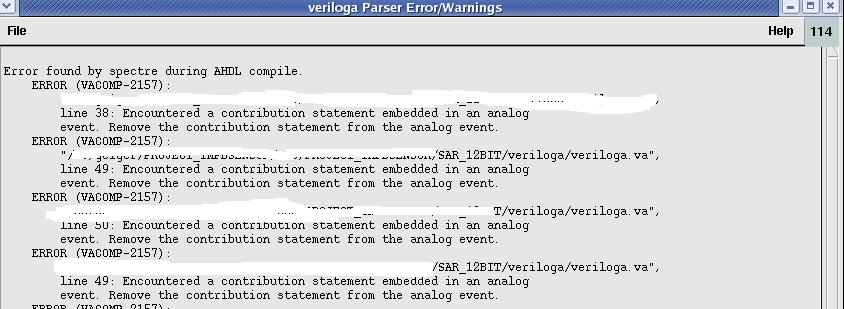 Verilog A error: Encountered a contribution statement embedded in an ...