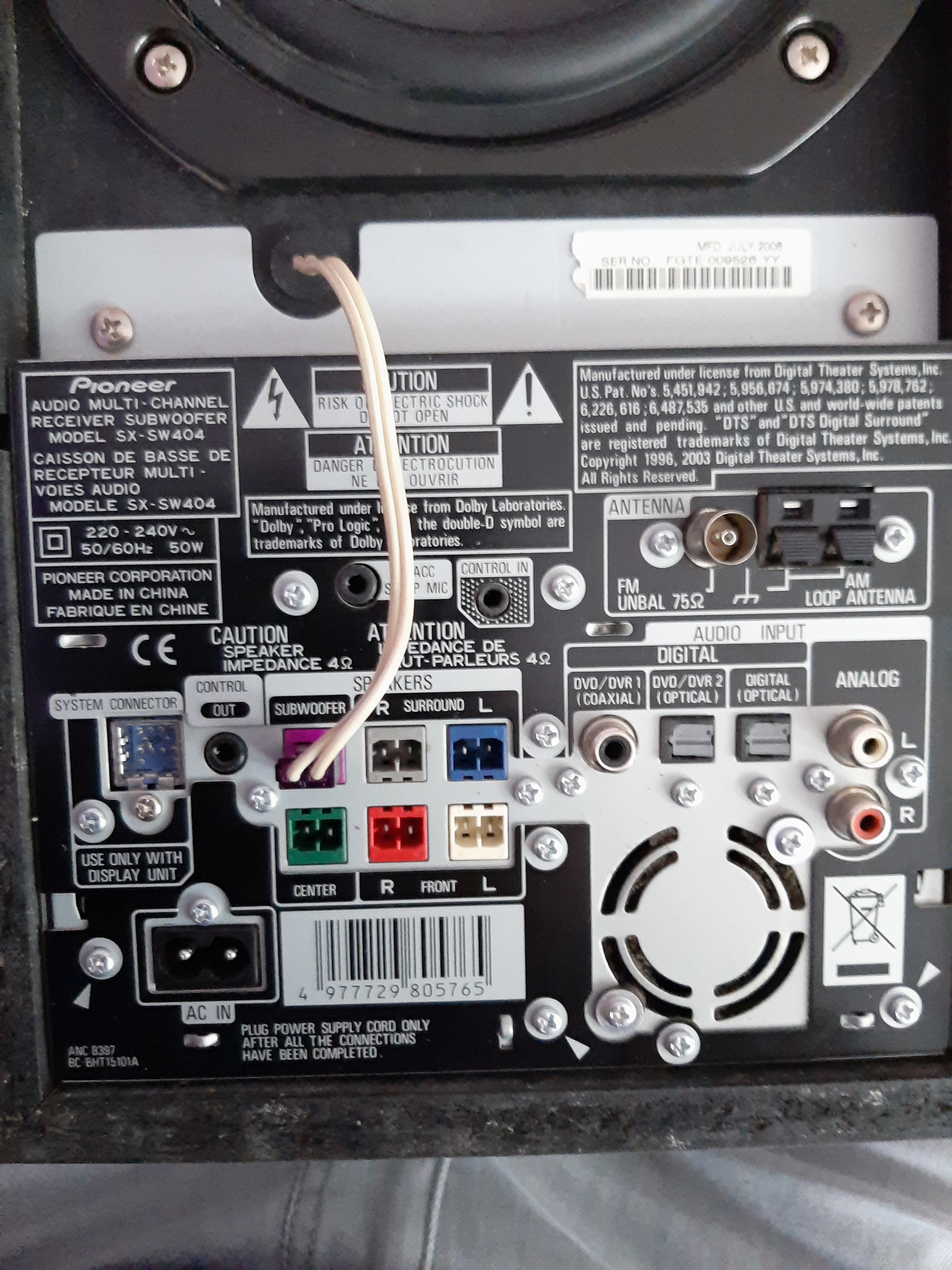 Pioneer SX-SW404 - Uruchomienie aktywnego subwoofera