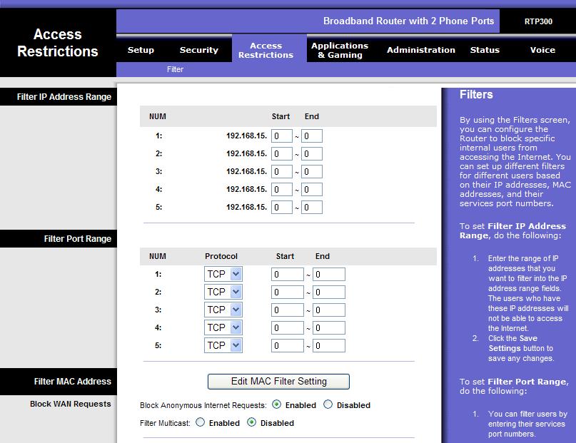Prosze o sprawdzenie konfiguracji routera LINKSYS RTP300