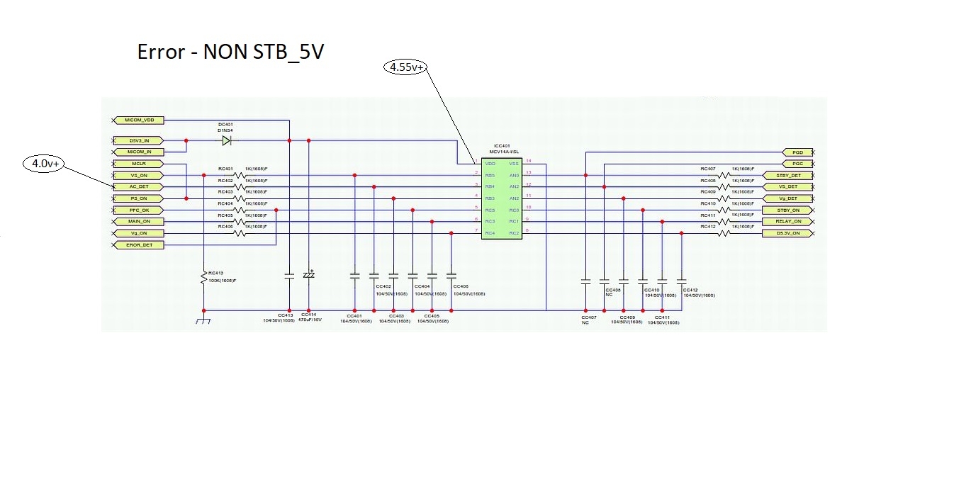 Samsung PS60E530 nie włącza się - brak napięcia na pinie SYBY, schemat?