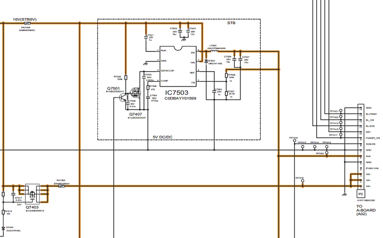 Panasonic TX-42ASE650 - Napięcie czuwania i symbol układu IC5000