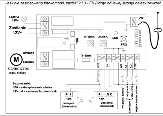 Napęd bramy przesuwnej DIY: sterownik Elmes 12V, silnik Clio III, transformator 60 VA
