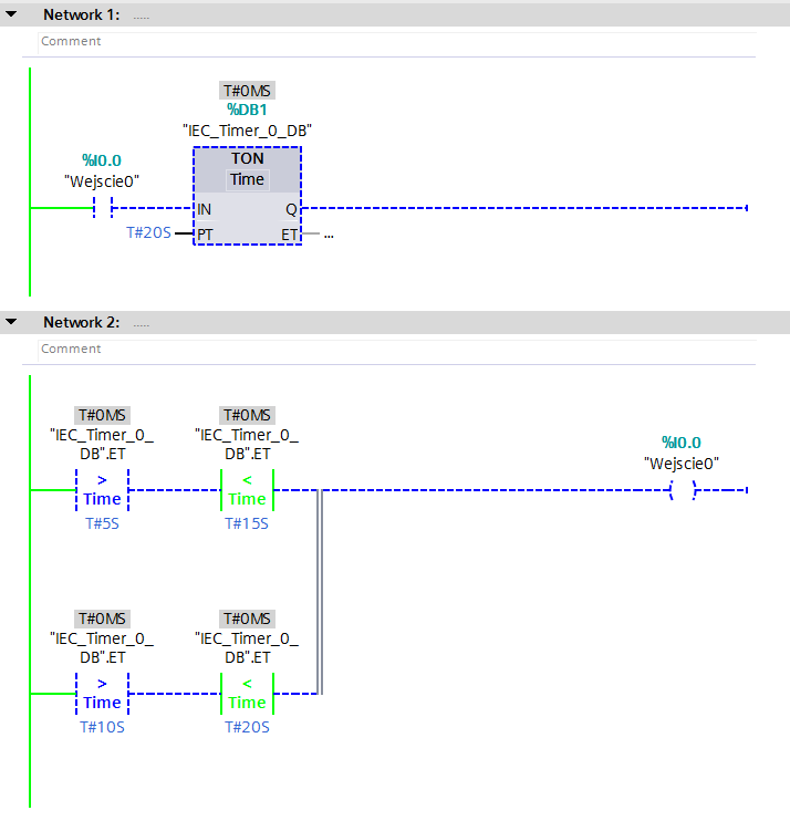 Sterownik PLC: Program w języku drabinkowym do sterowania żarówką
