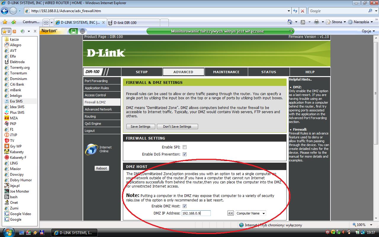 D-Link DIR-100 – brak dostępu z internetu przez port 8080 mimo stałego IP