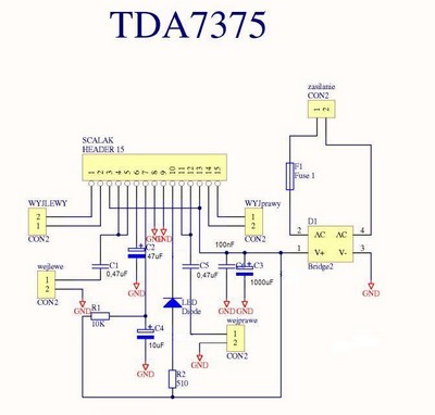 Wzmacniacz na TDA7374. Kondensatory o innej wartości. Który schemat wybrać?