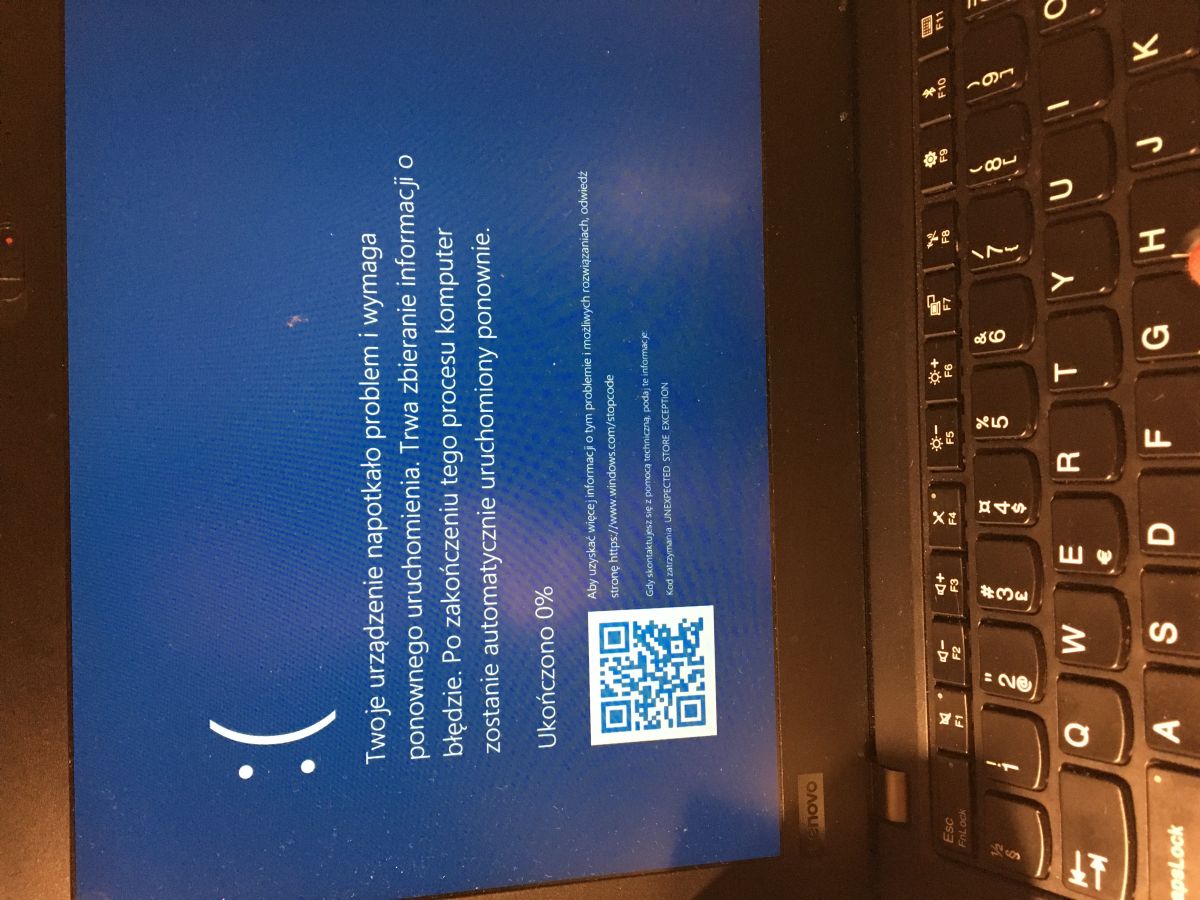 Lenovo X280 - bluescreen i problem z dyskiem - nagle się wyłączył.
